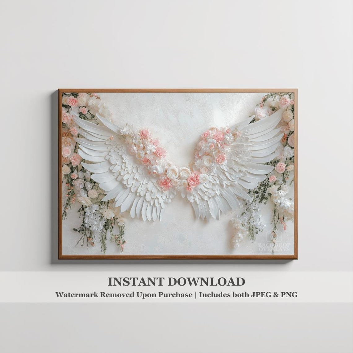 Floral Angel Wings Digital Backdrop Rose Studio Portrait Fine Art ...