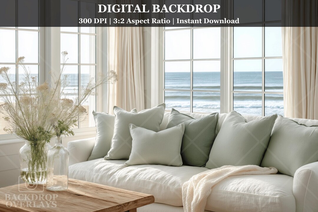 Summer Beach House Digital Backdrop Virtual Meeting Background ...