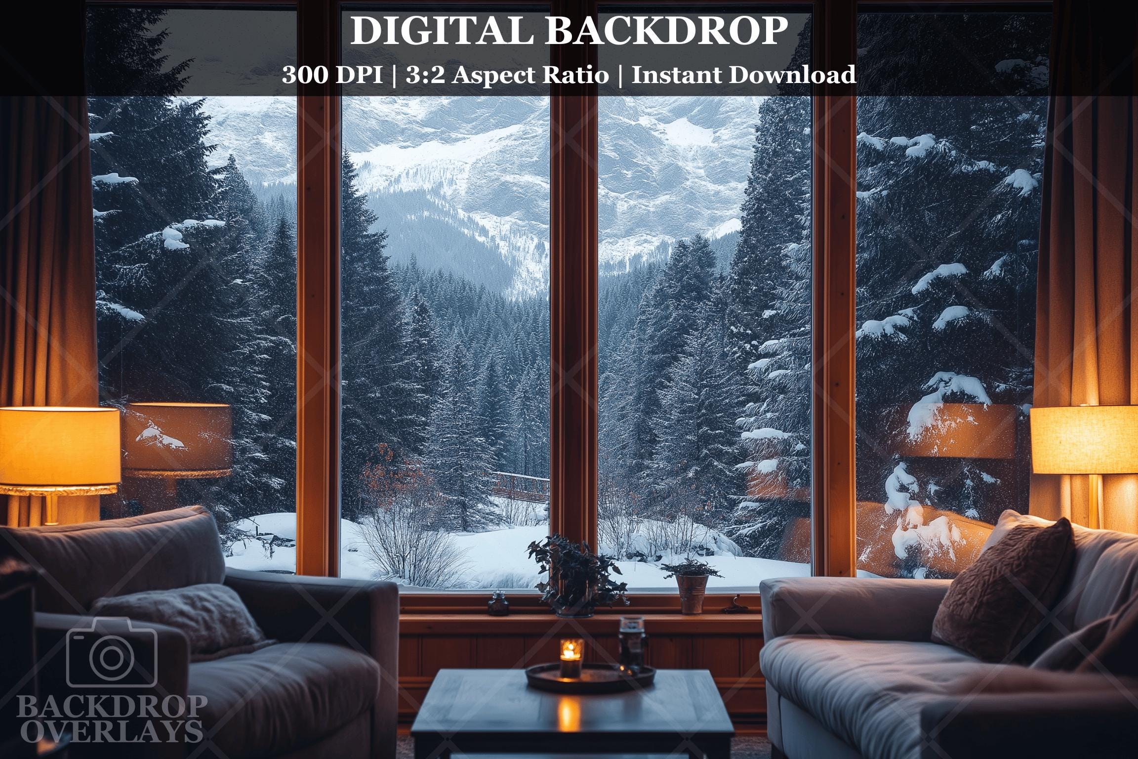 Cozy Home Digital Backdrop Rustic Winter Virtual Meeting Background ...