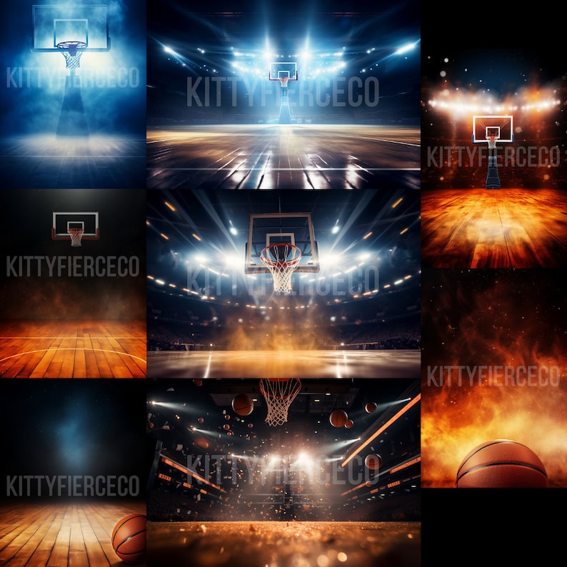 Basketball Digital Backdrop Bundle Sports Poster Digital Backgrounds ...