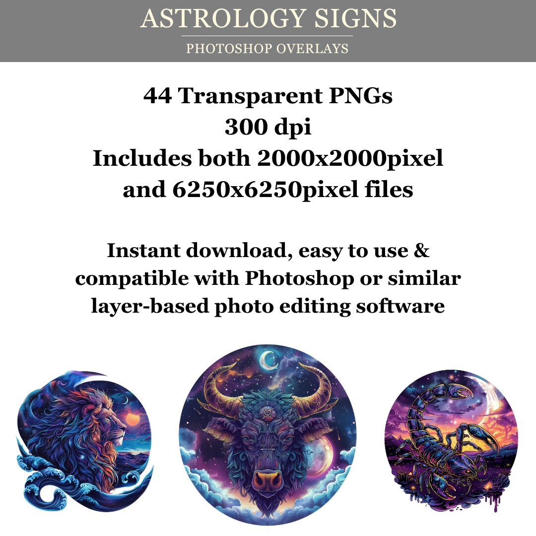 Zodiac Overlays Transparent PNG Photoshop Overlays Celestial Astrology ...