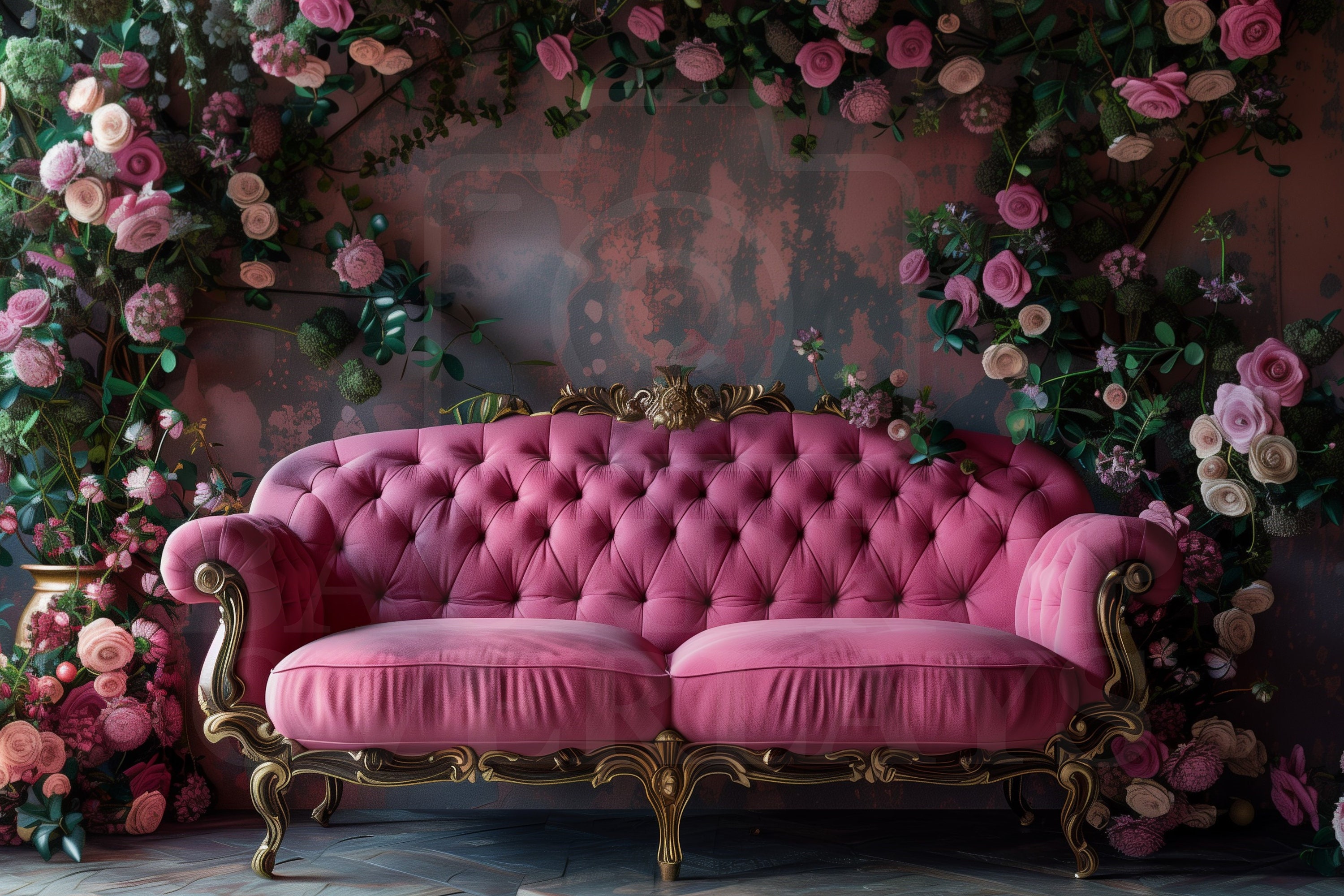 Floral Sofa Digital Backdrop Fine Art Photography Background Composite ...