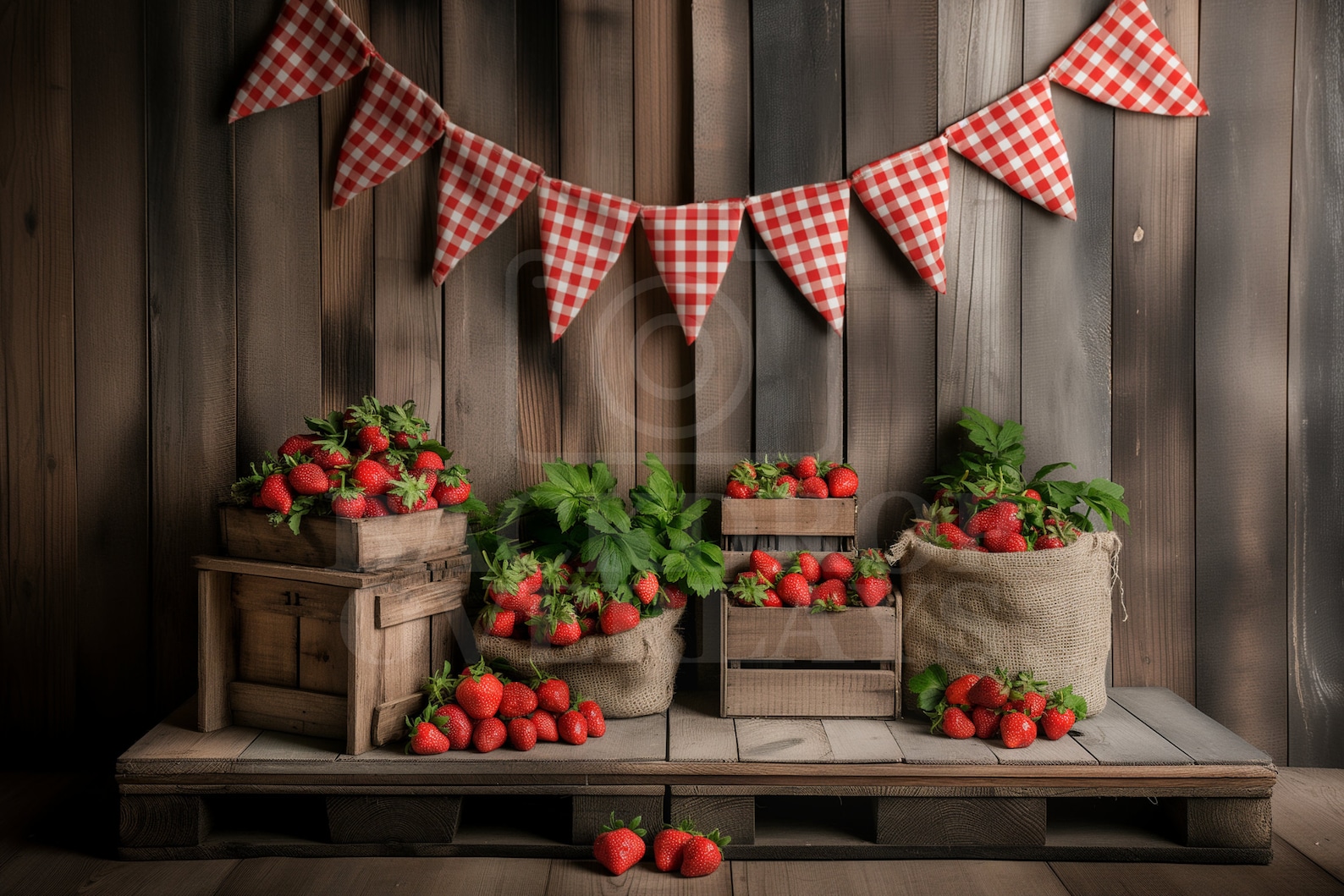 Strawberry Farm Digital Backdrop Studio Photography Background ...