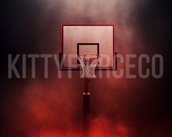Basketball Digital Backdrop Sports Portrait Poster Backdrop With Smoke ...