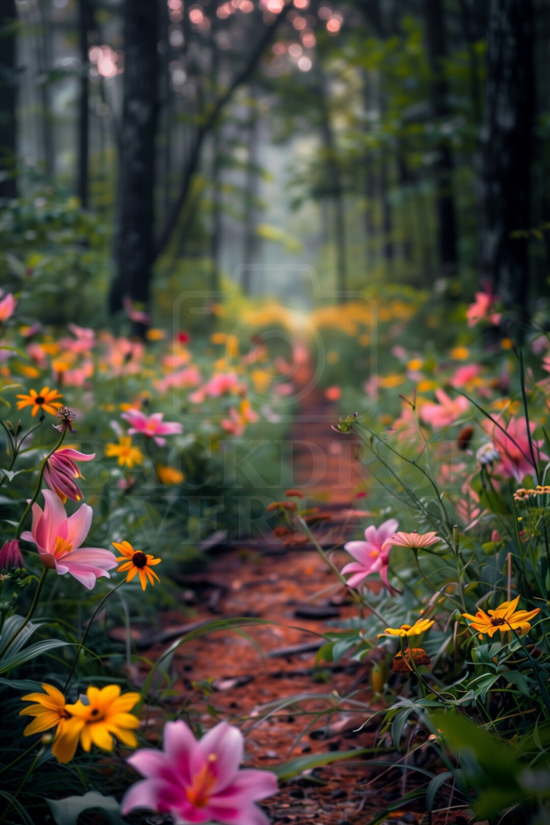 Floral Digital Backdrop Wildflower Pathway Background Vertical Portrait ...