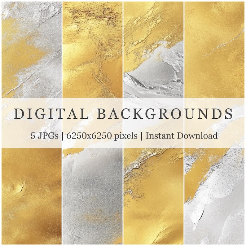 Silver Gold Foil Digital Paper Backgrounds Textured Backdrop Junk ...