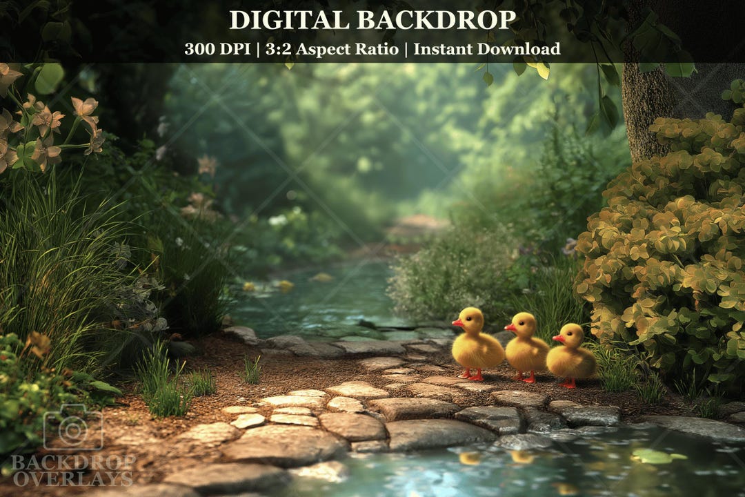 Baby Ducks Digital Backdrop Spring Photography Background Digital ...