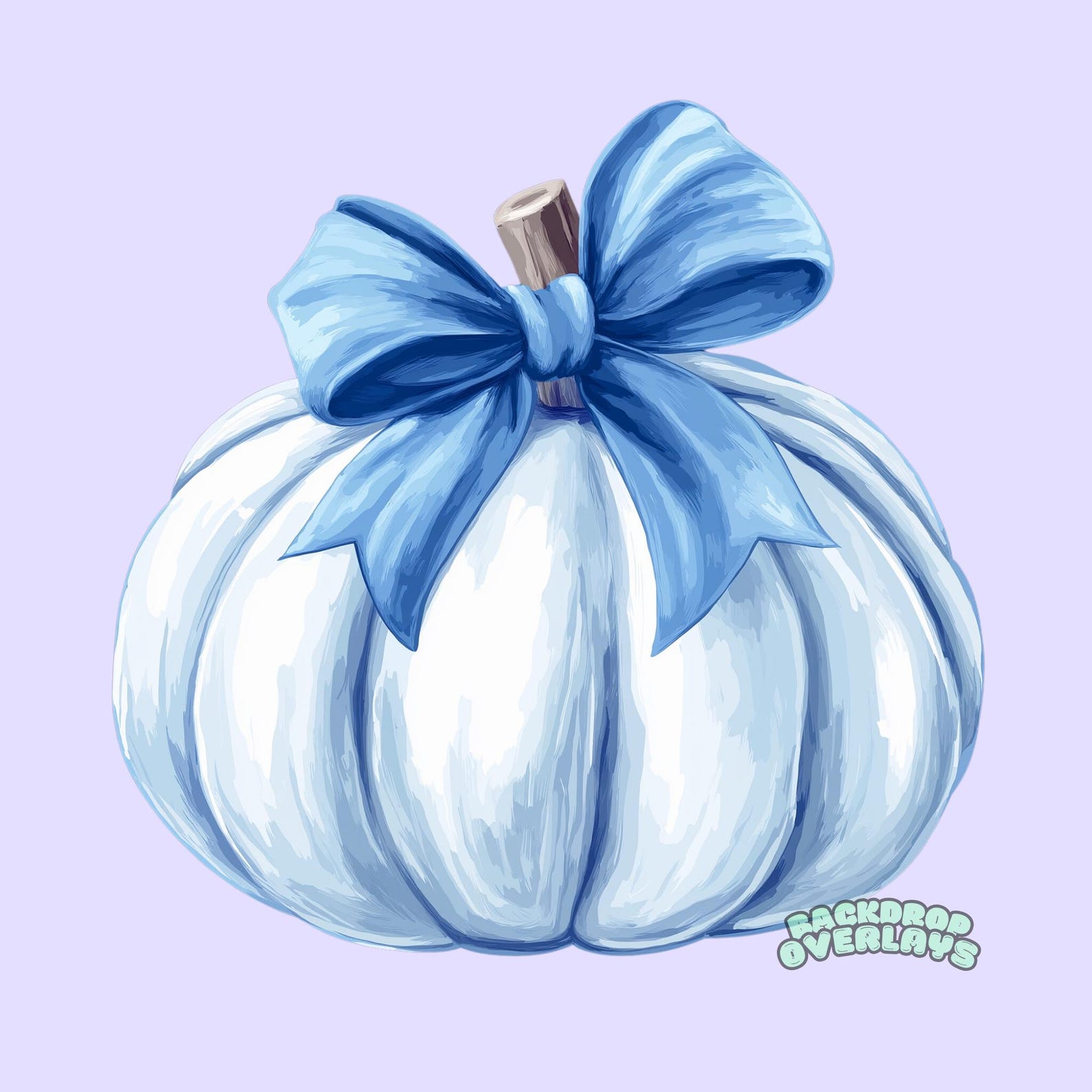 Blue Pumpkin Clipart Digital Art PNG Fall Decor Print on Demand ...