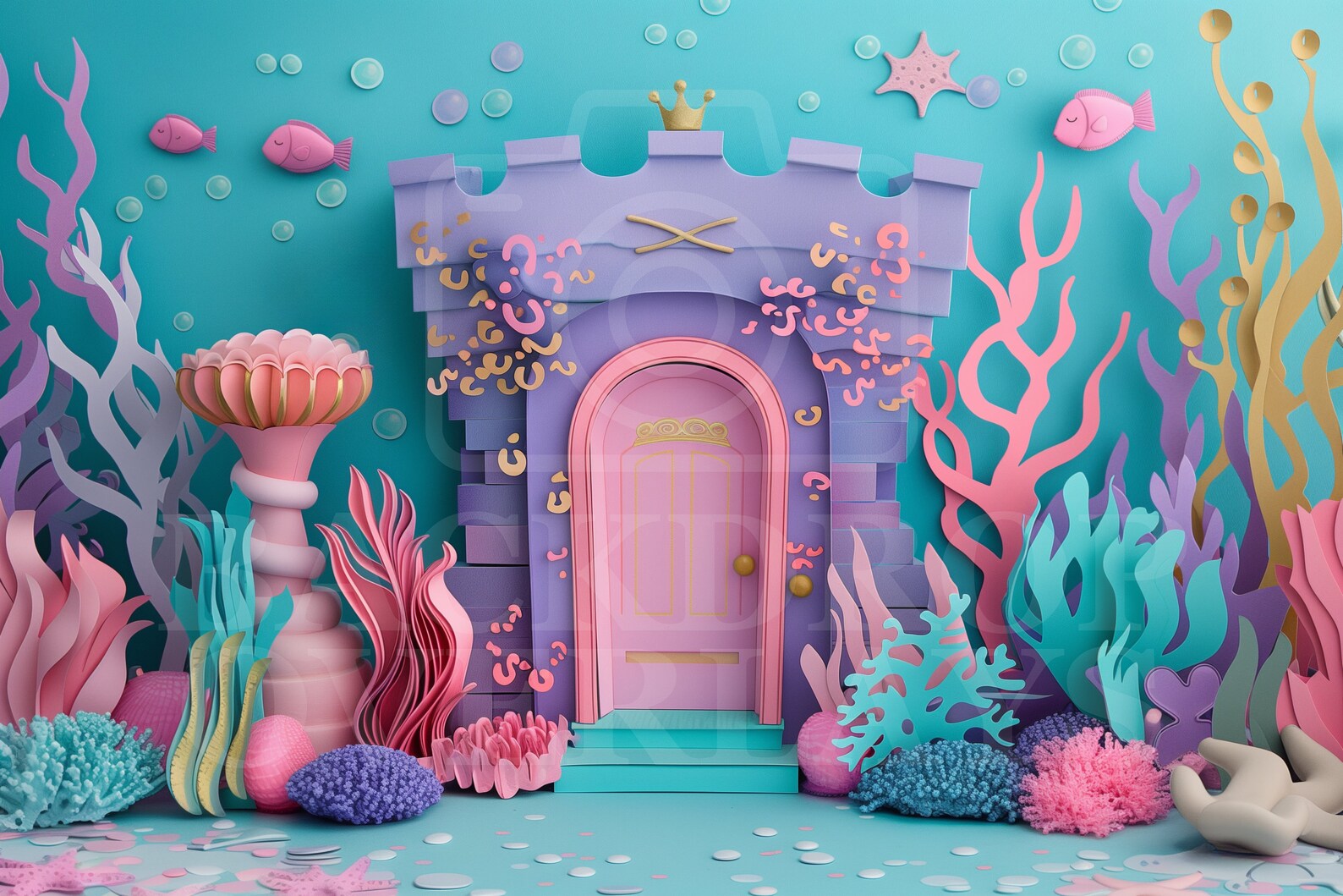 Underwater Digital Backdrop Mermaid Princess Fantasy Background Kids ...
