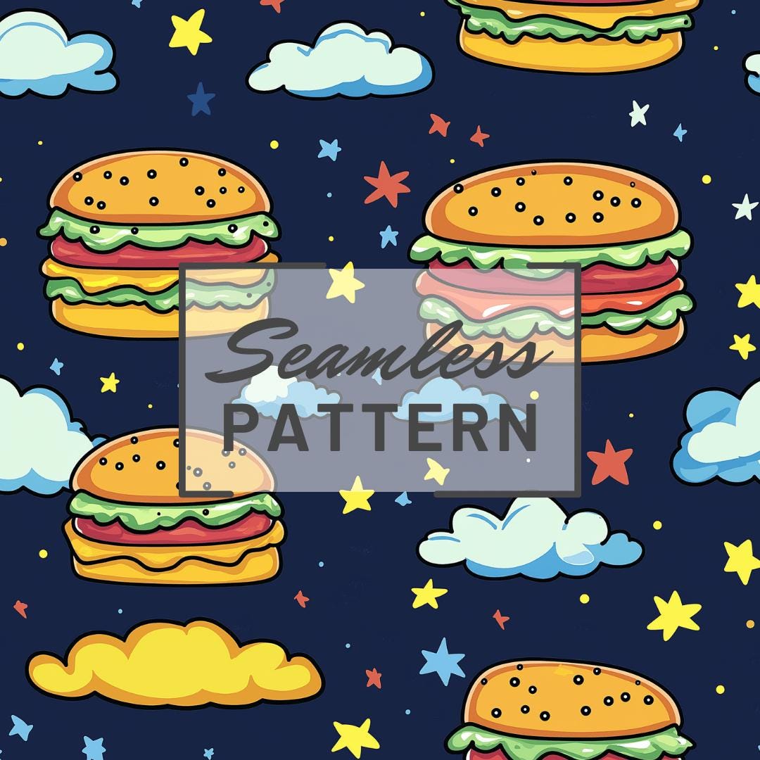 Cartoon Cheeseburger Seamless Pattern Tile Background Repeating Design ...