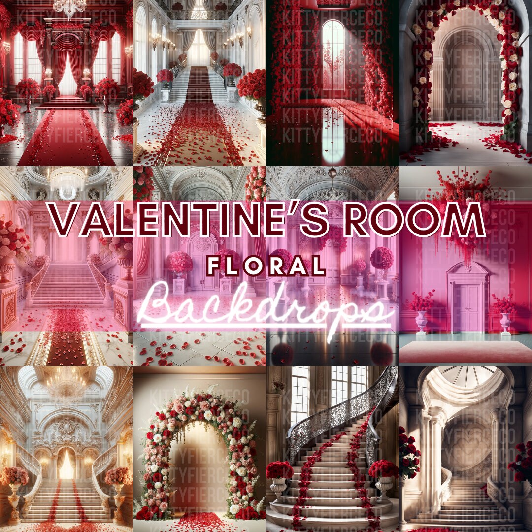 Valentines Day Digital Backdrops Romantic Photography Backgrounds ...