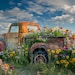 Floral Digital Backdrop Vintage Truck Background Country Farm ...