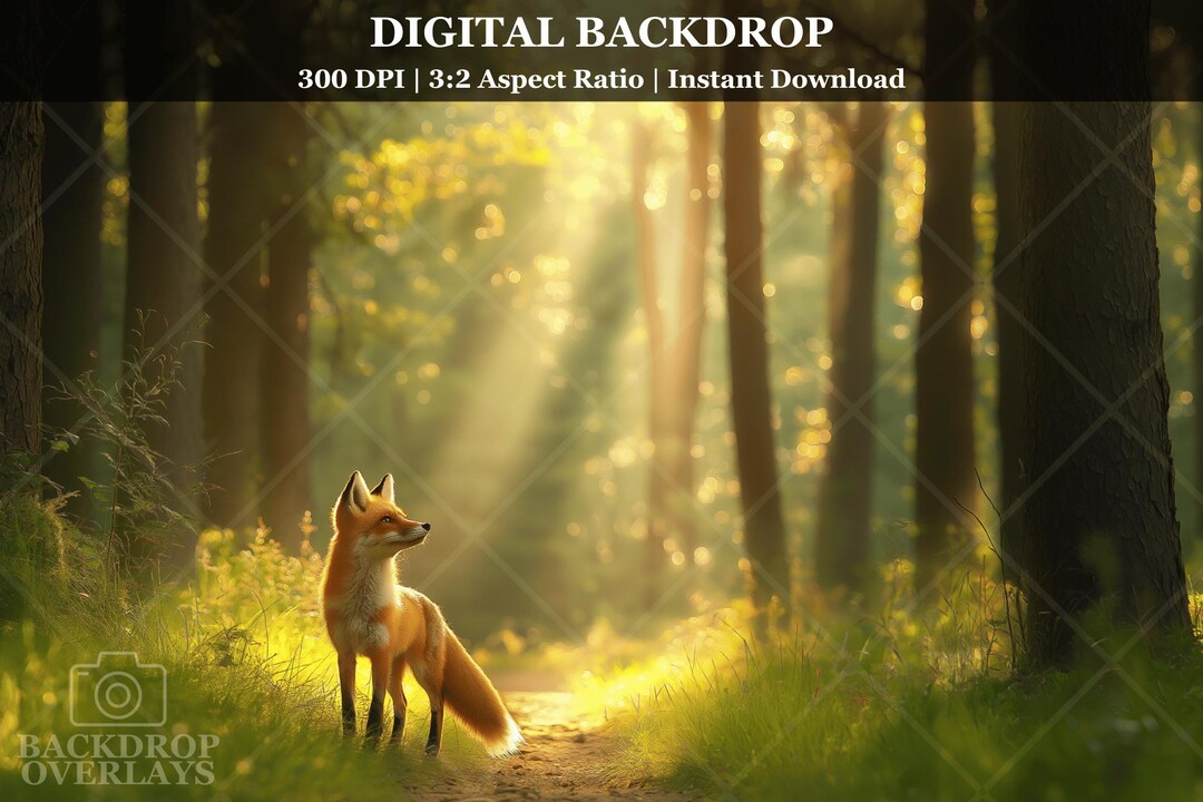 Forest Fox Digital Backdrop Spring Photography Background Digital ...