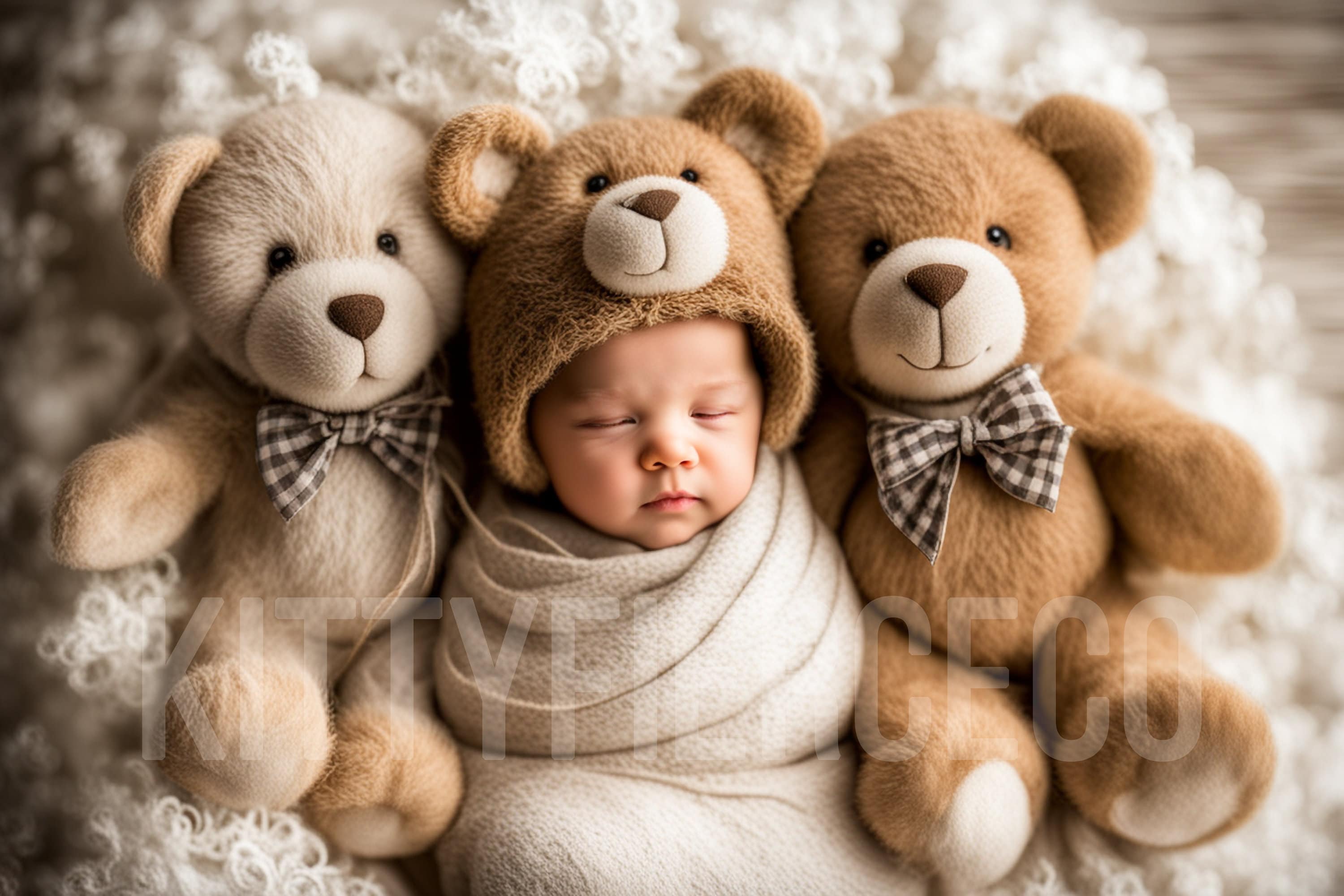 Newborn Digital Backdrop Teddy Bear Face Insert Photography Background ...