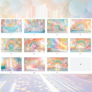 Rainbow Sunshine Digital Backdrops Bright Pastel Studio Backgrounds ...