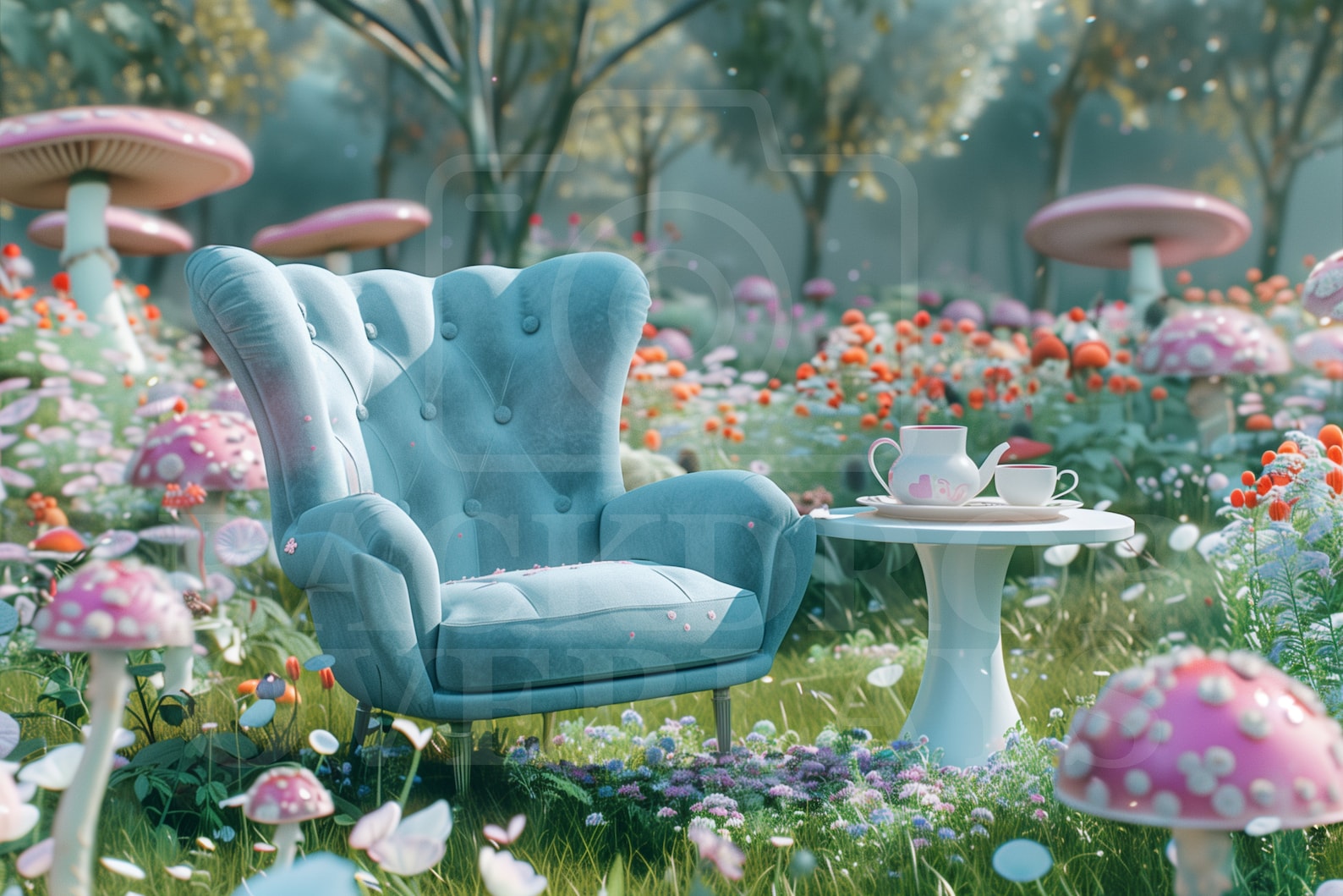 Wonderland Digital Backdrop Whimsical Tea Partybackground Enchanted ...