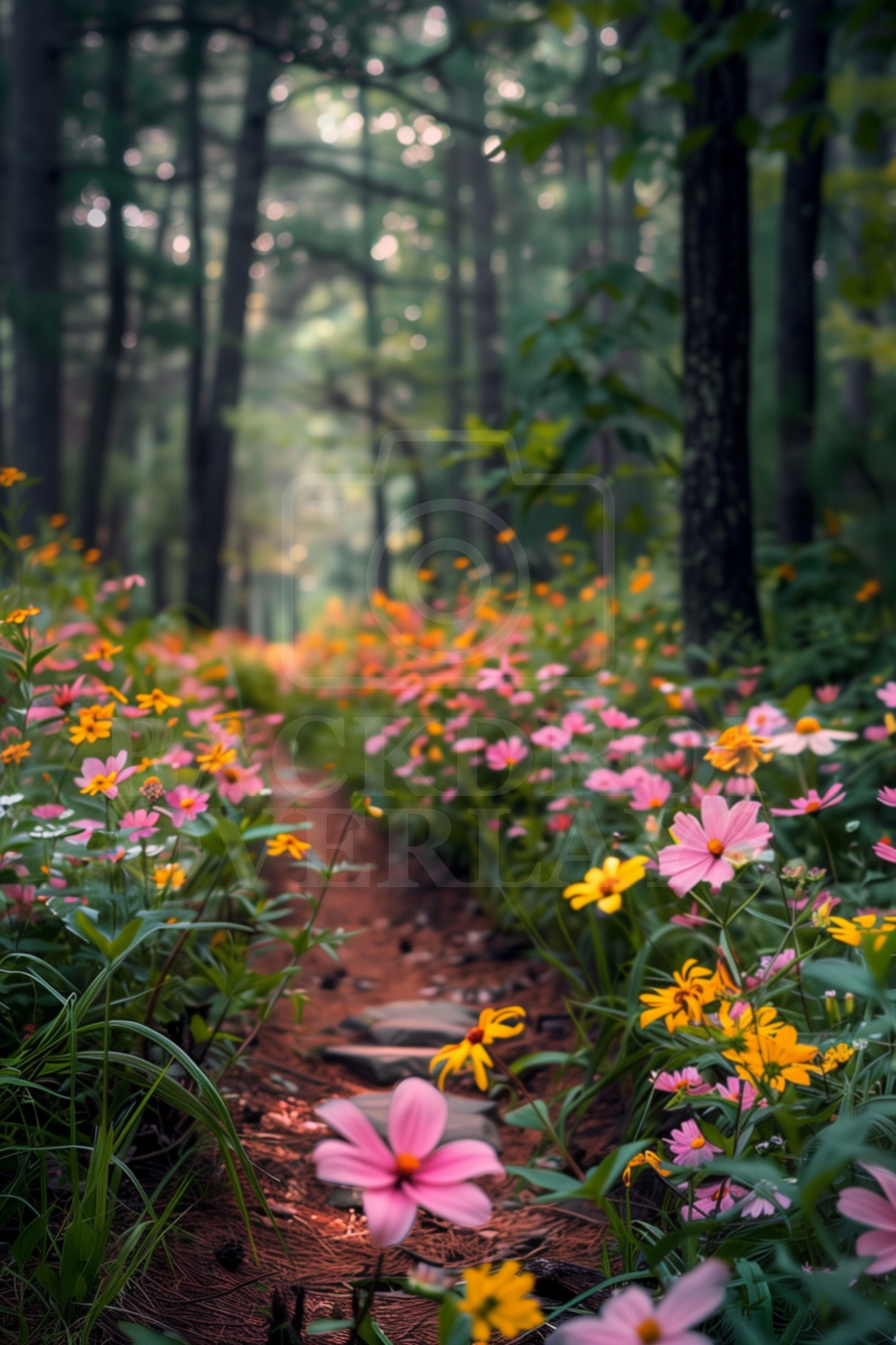 Enchanted Forest Path Digital Backdrop Wildflower Photography ...