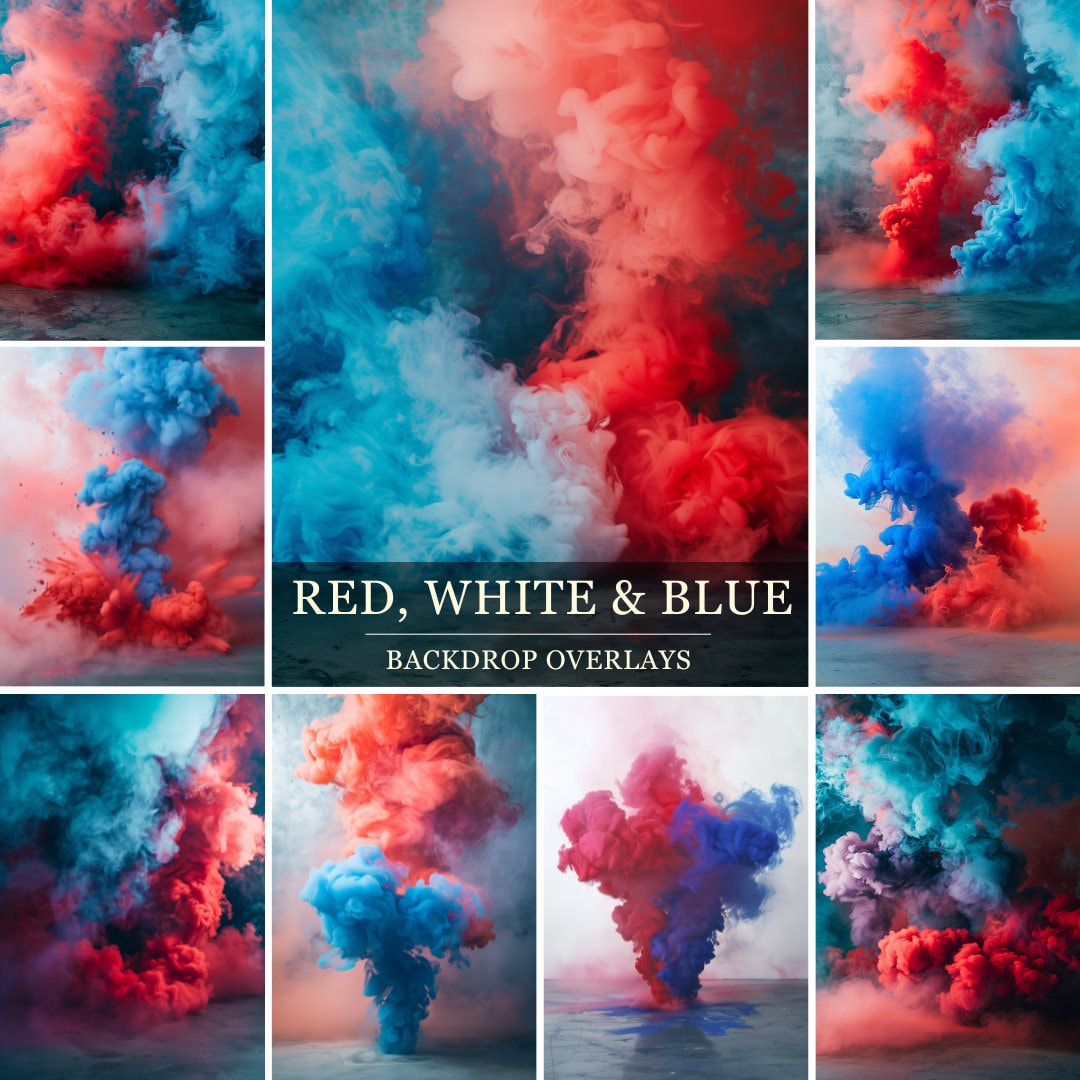 Smokey Digital Backdrops Red White Blue Studio Backgrounds Patriotic Fourth of July Sports Team ...