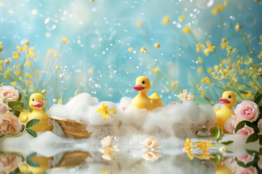 Kids Digital Backdrop Rubber Duck Digital Background Whimsical ...