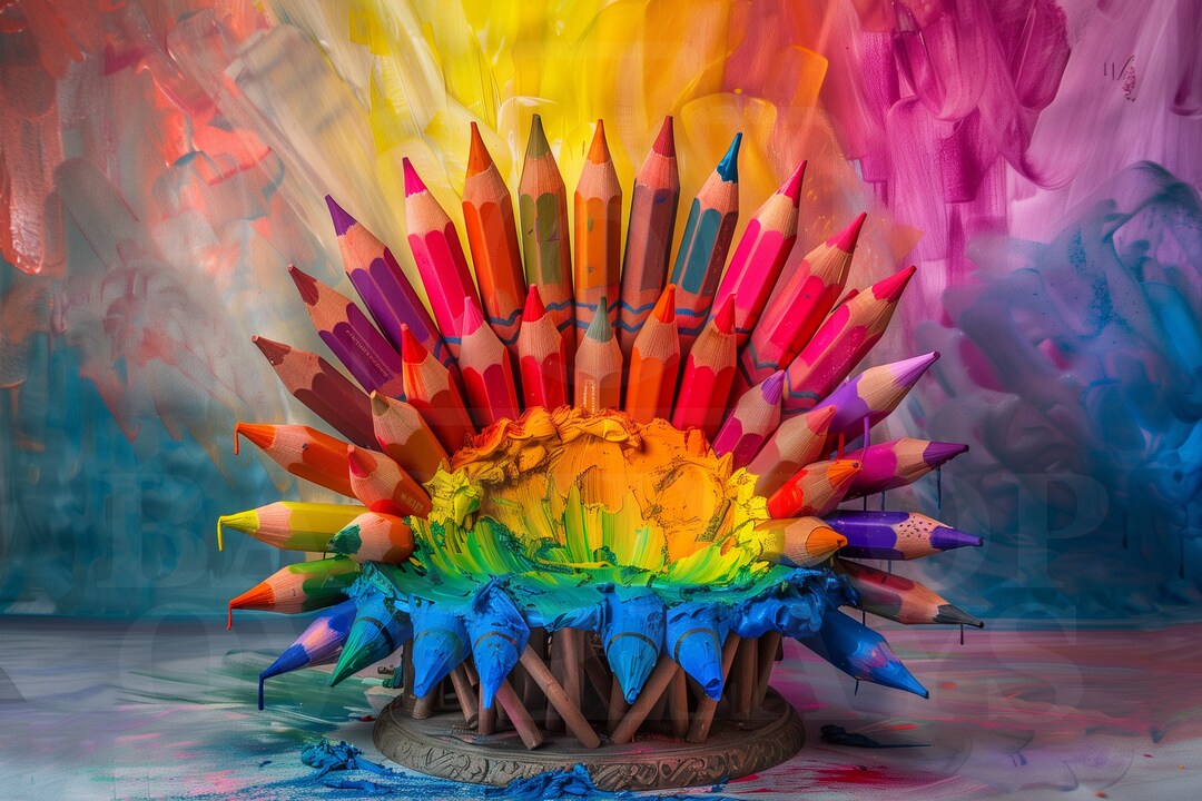 Back to School Digital Backdrop Colorful Crayon Throne Studio ...