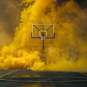 Basketball Court Digital Backdrop Yellow Smoke Background Team Sports ...