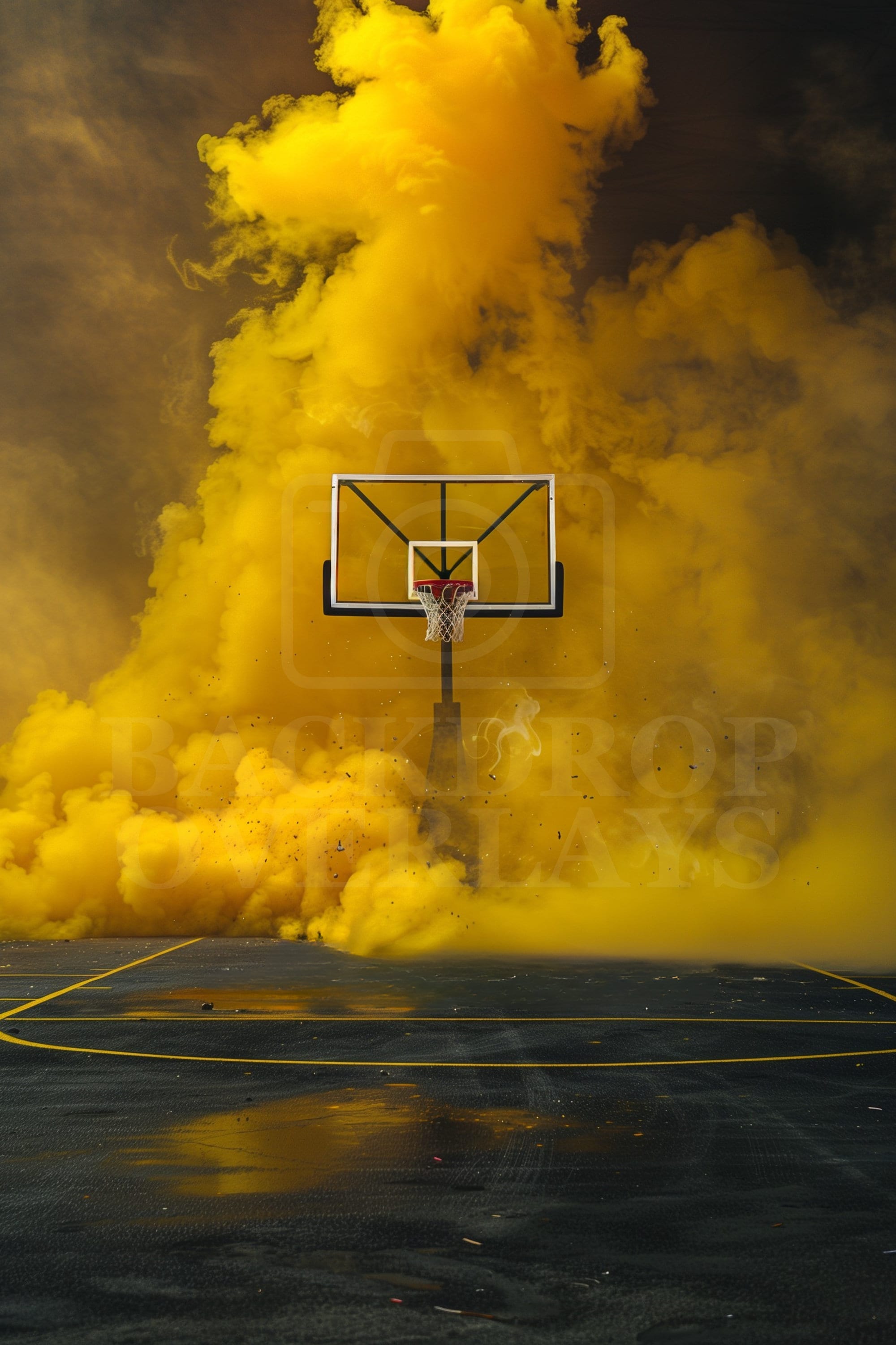 Basketball Court Digital Backdrop Yellow Smoke Background Team Sports ...