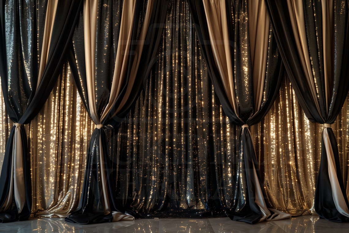 Black and Gold Digital Backdrop Formal Event Photography Background ...