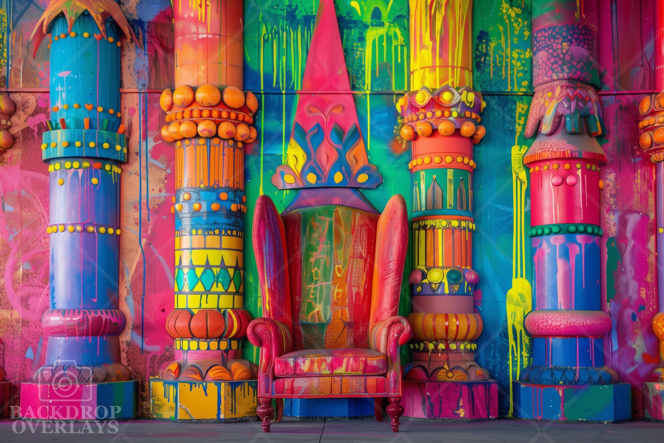 Colorful Throne Digital Backdrop Graffiti Paint Art Photography ...