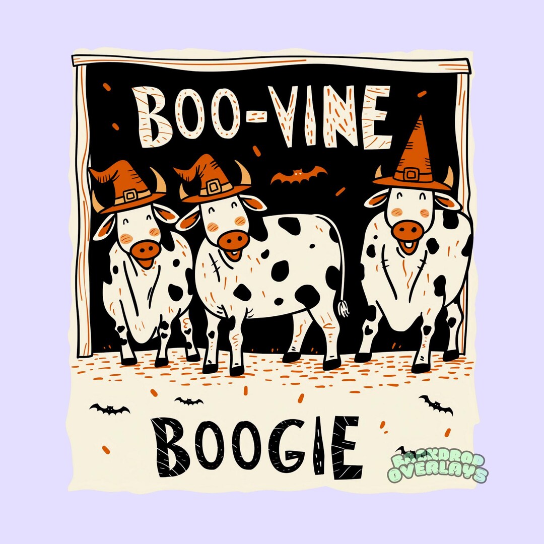 Funny Halloween Cow Boo Vine Boogie PNG Digital File Trendy Fall ...