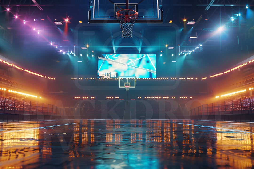 Basketball Digital Backdrop Basketball Court Digital Background ...