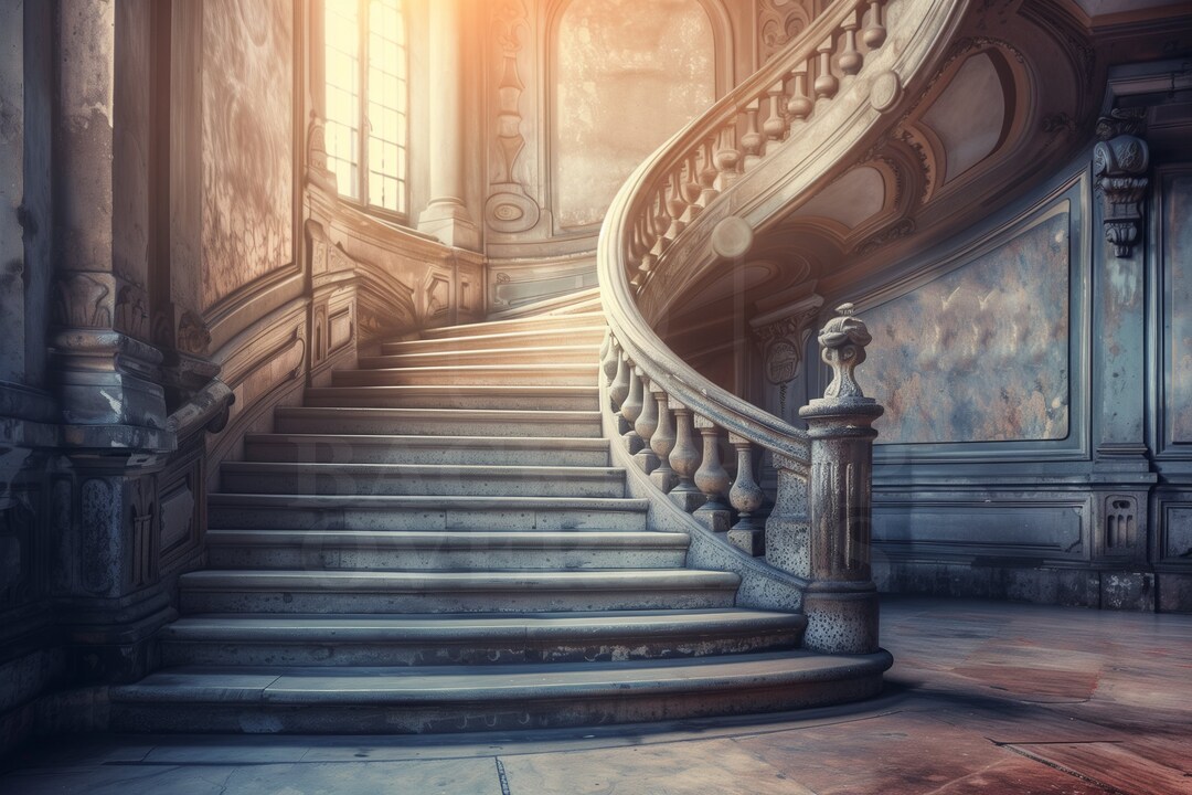 Luxurious Grand Staircase Digital Backdrop for Wedding Portrait ...