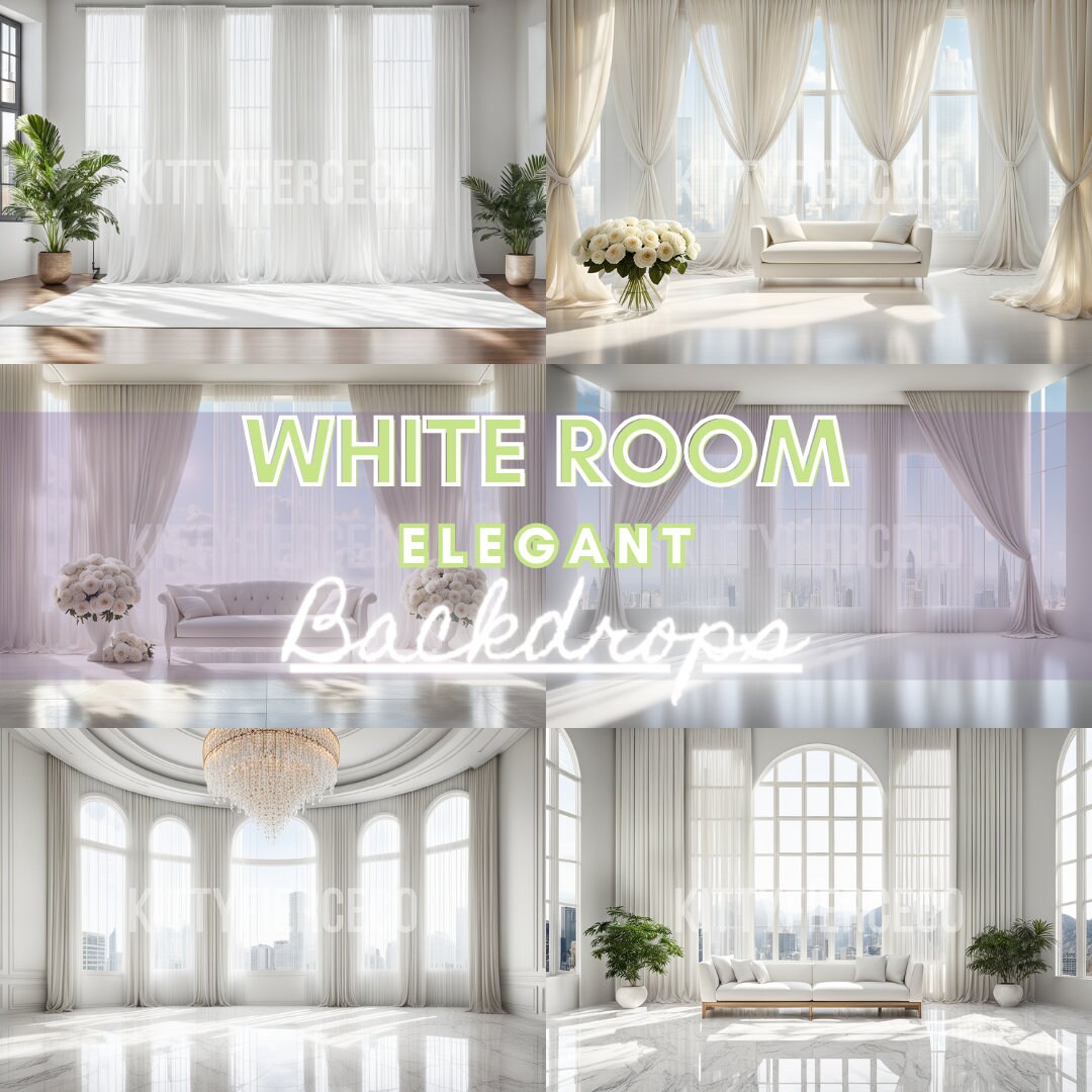 White Room Digital Backdrops Backlit Natural Lighting Backgrounds ...