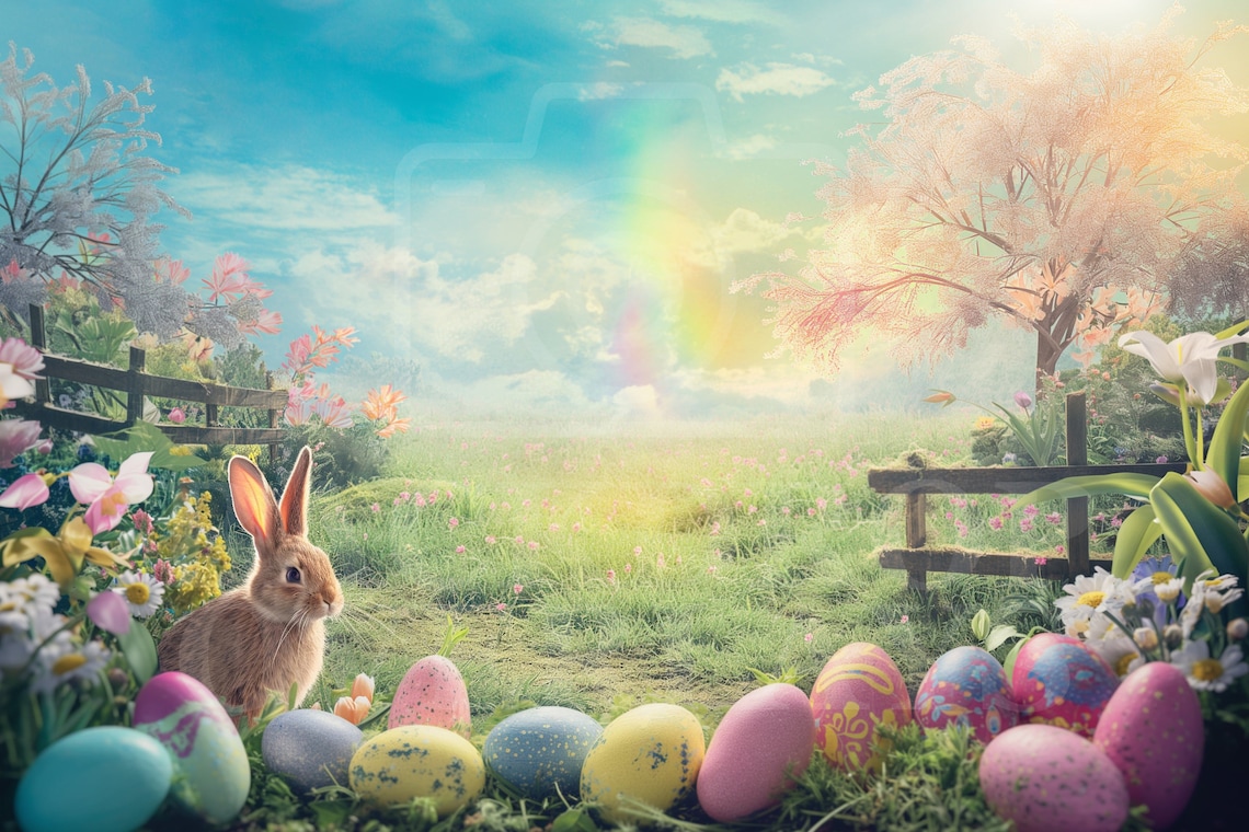 Easter Digital Backdrop Easter Bunny Digital Background Spring ...