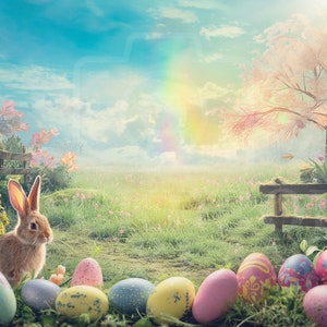 Easter Digital Backdrop Easter Bunny Digital Background Spring ...