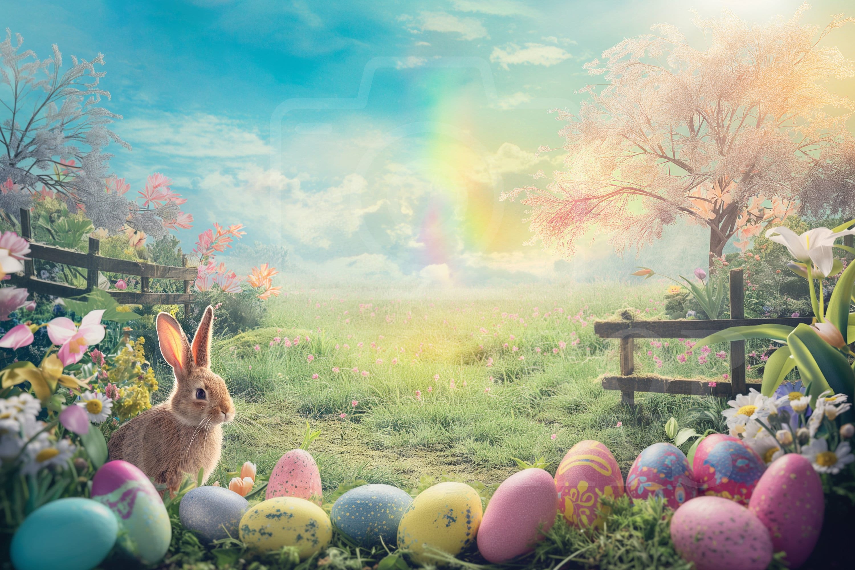 Easter Digital Backdrop Easter Bunny Digital Background Spring ...