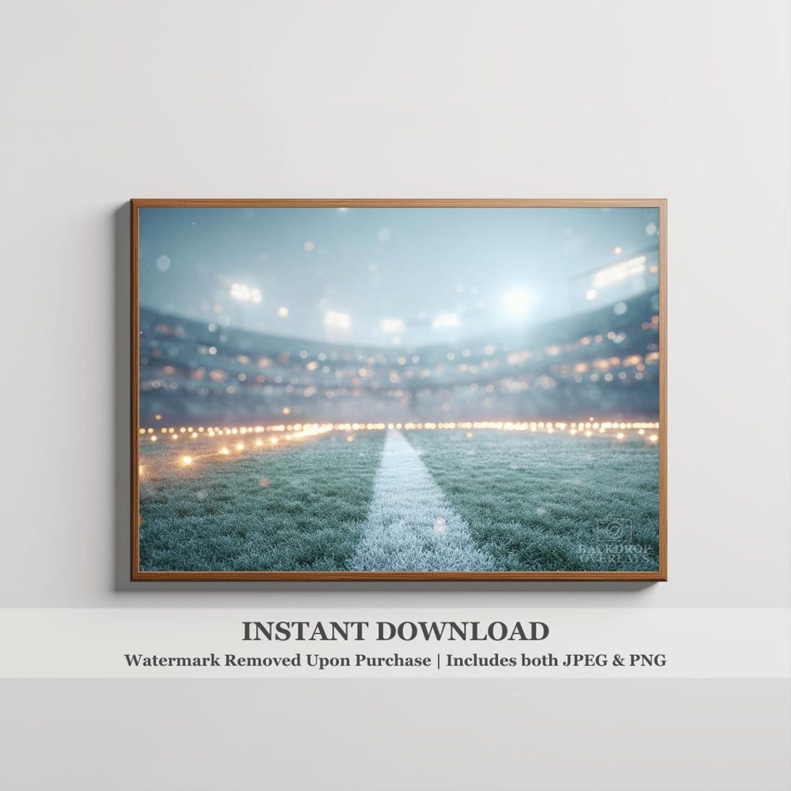 Football Field Digital Backdrop Snowy Stadium Lights Christmas Winter ...