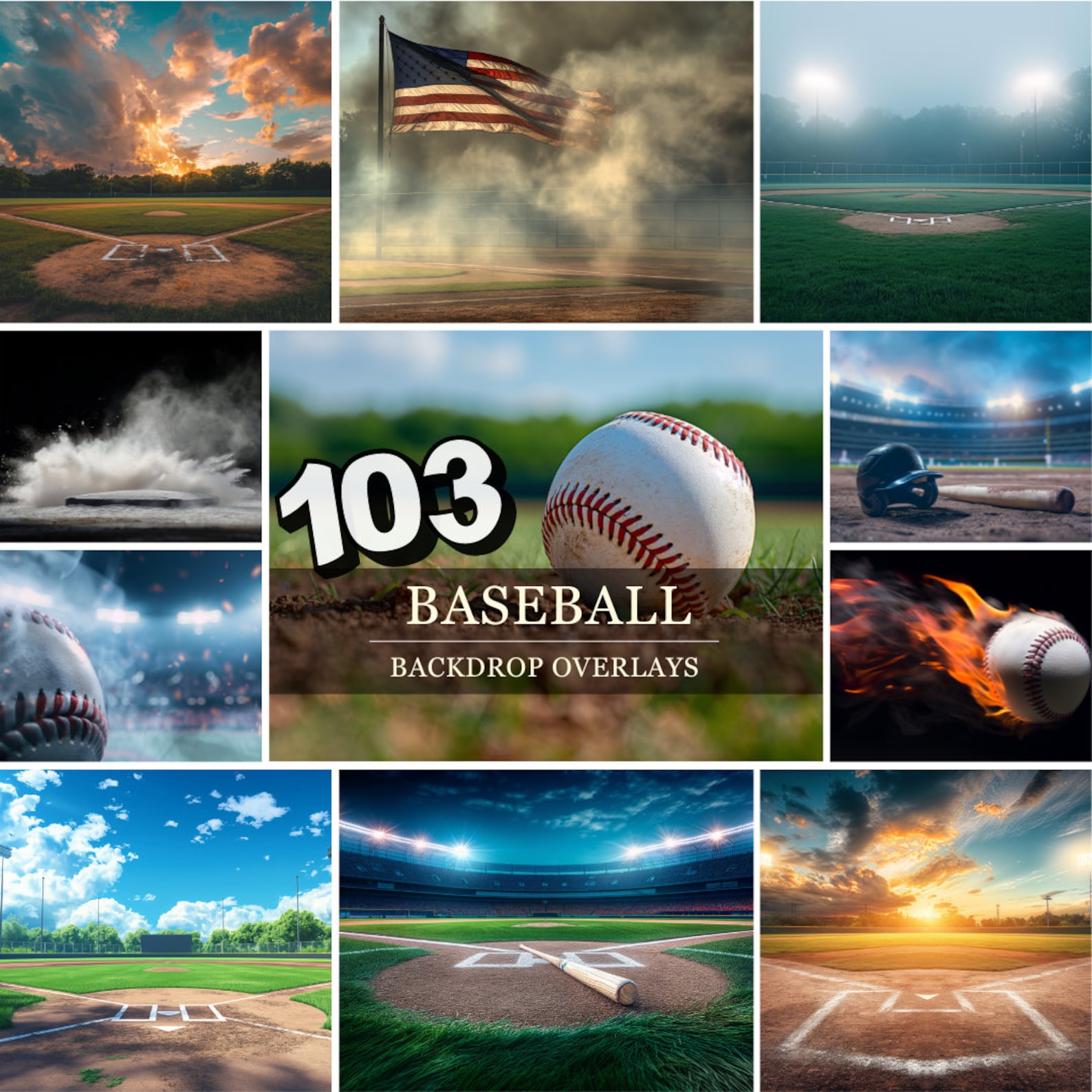 Baseball Digital Backdrops Sports Photography Backgrounds Team Portrait ...