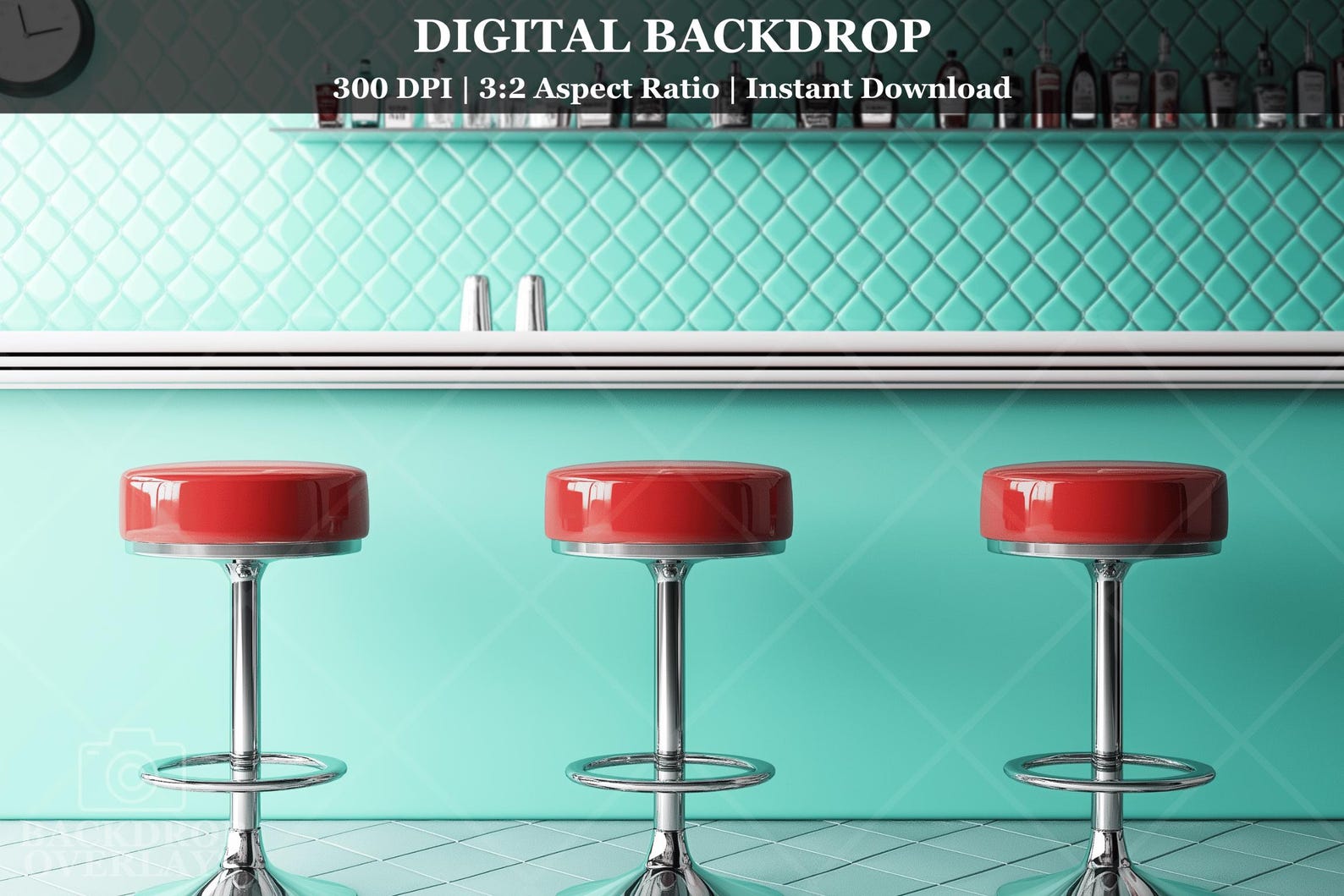 Retro Diner Digital Backdrop Classic Photography Background Digital ...