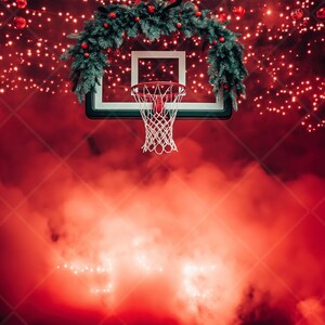 Christmas Basketball Court Digital Backdrop Festive Sports Photography ...