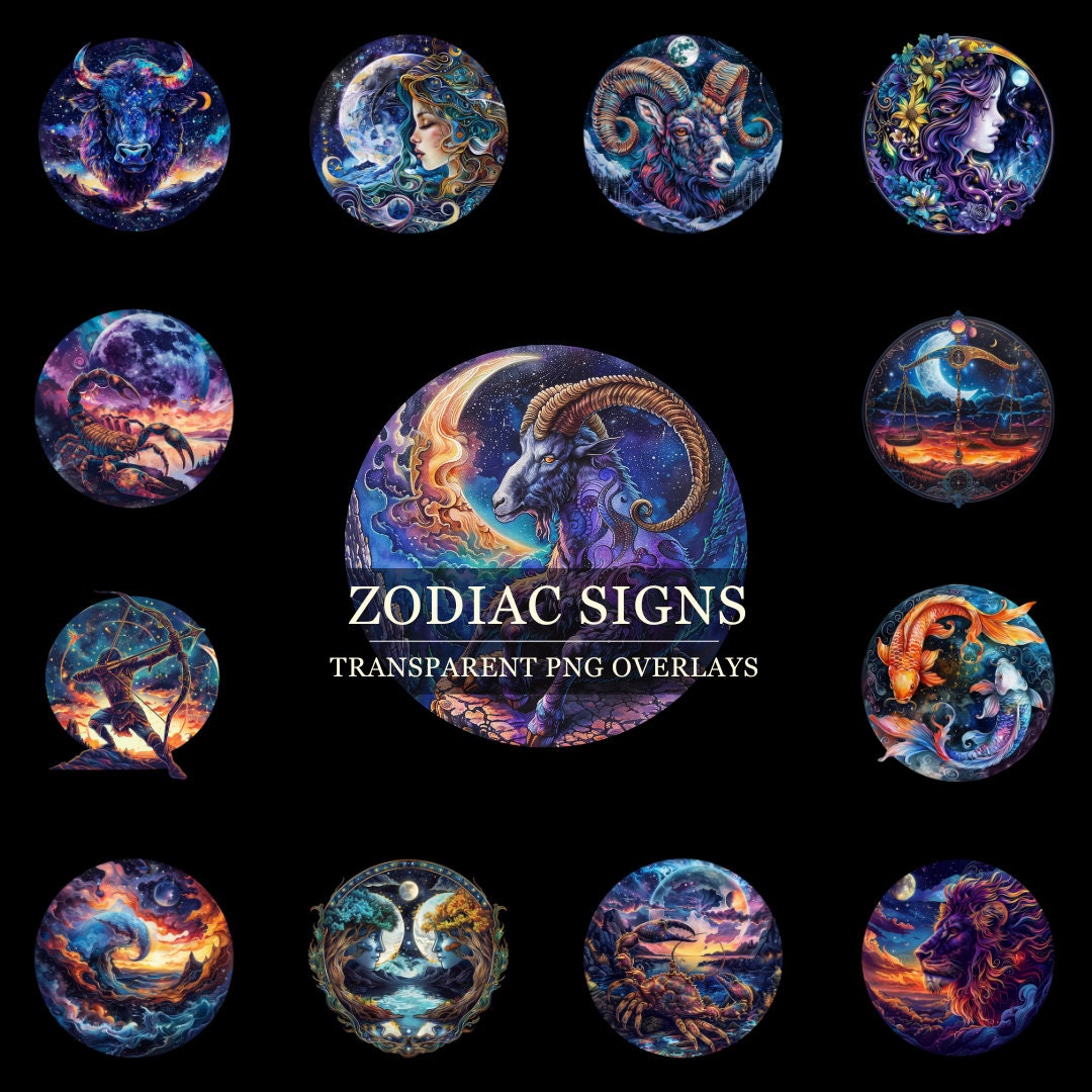 Zodiac Overlays Transparent PNG Photoshop Overlays Celestial Astrology ...