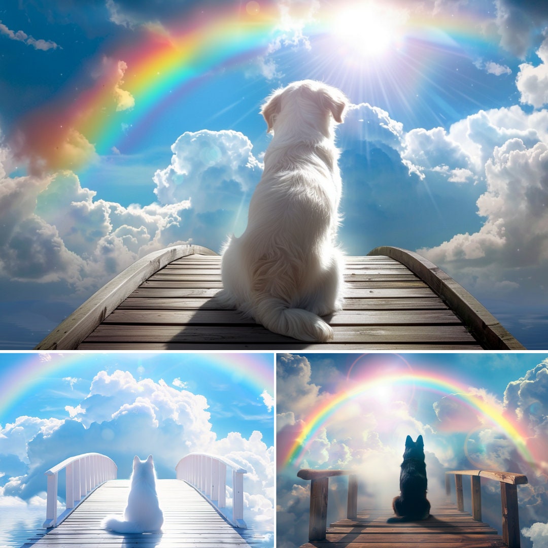 Rainbow Bridge Pet Memorial Digital Backdrop Set Pet Portrait ...