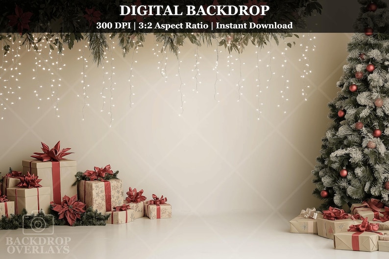 Christmas Studio Digital Backdrop Holiday Photography Background ...