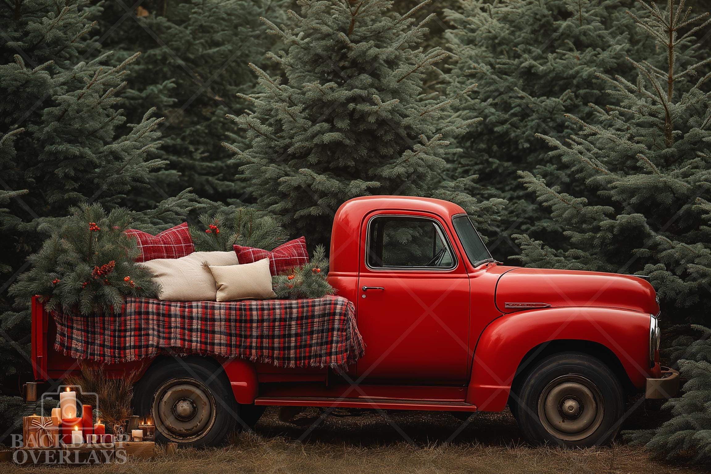 Christmas Digital Backdrop Rustic Tree Farm Photography Background ...