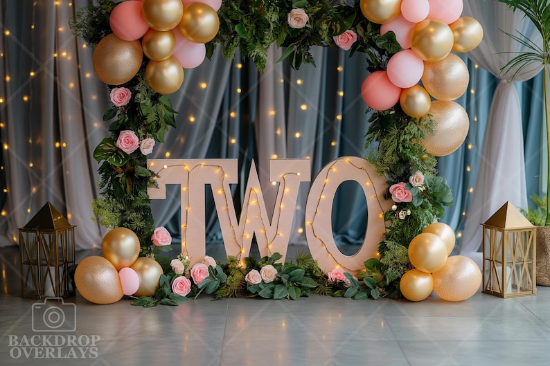 Second Birthday Digital Backdrop Cake Smash Studio Photo Prop Two 2nd ...