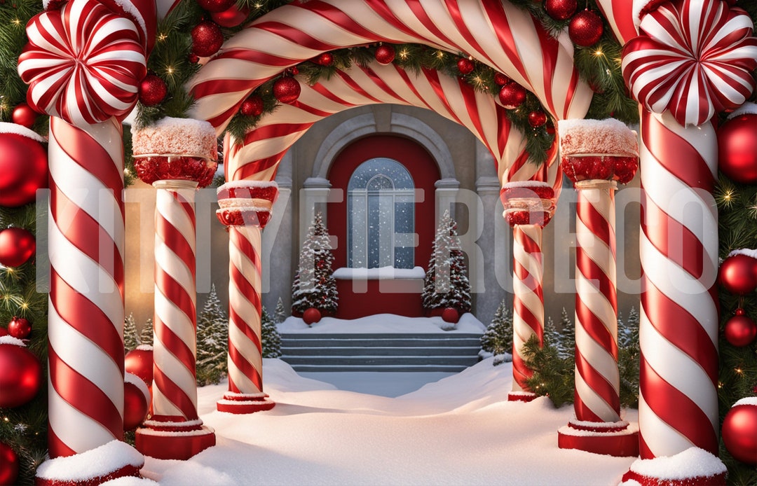 Christmas Digital Backdrop Candy Cane Lane Digital Backdrop, Christmas ...