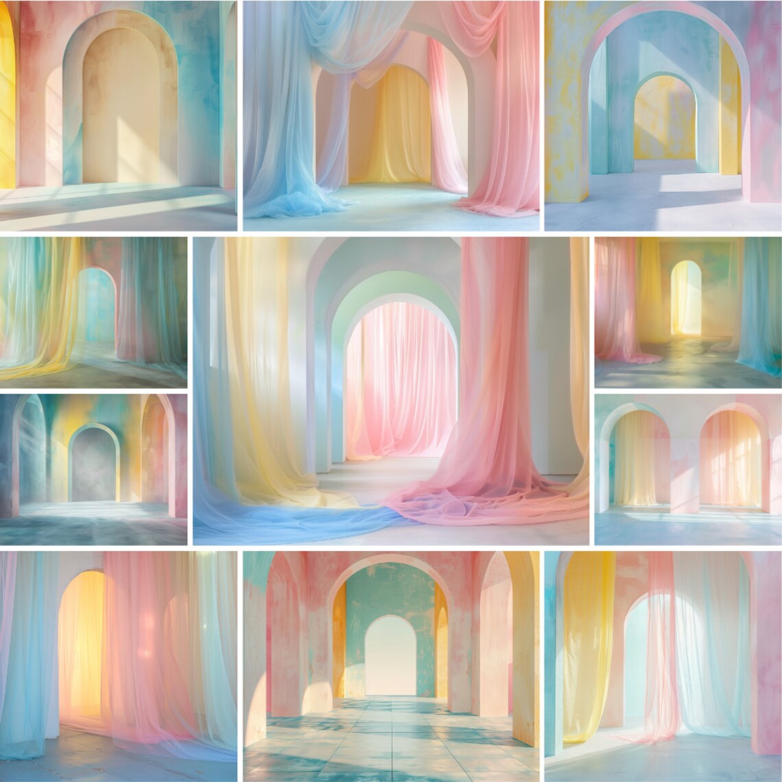 Pastel Arches Digital Backdrops Minimal Whimsy Spring Studio Digital ...