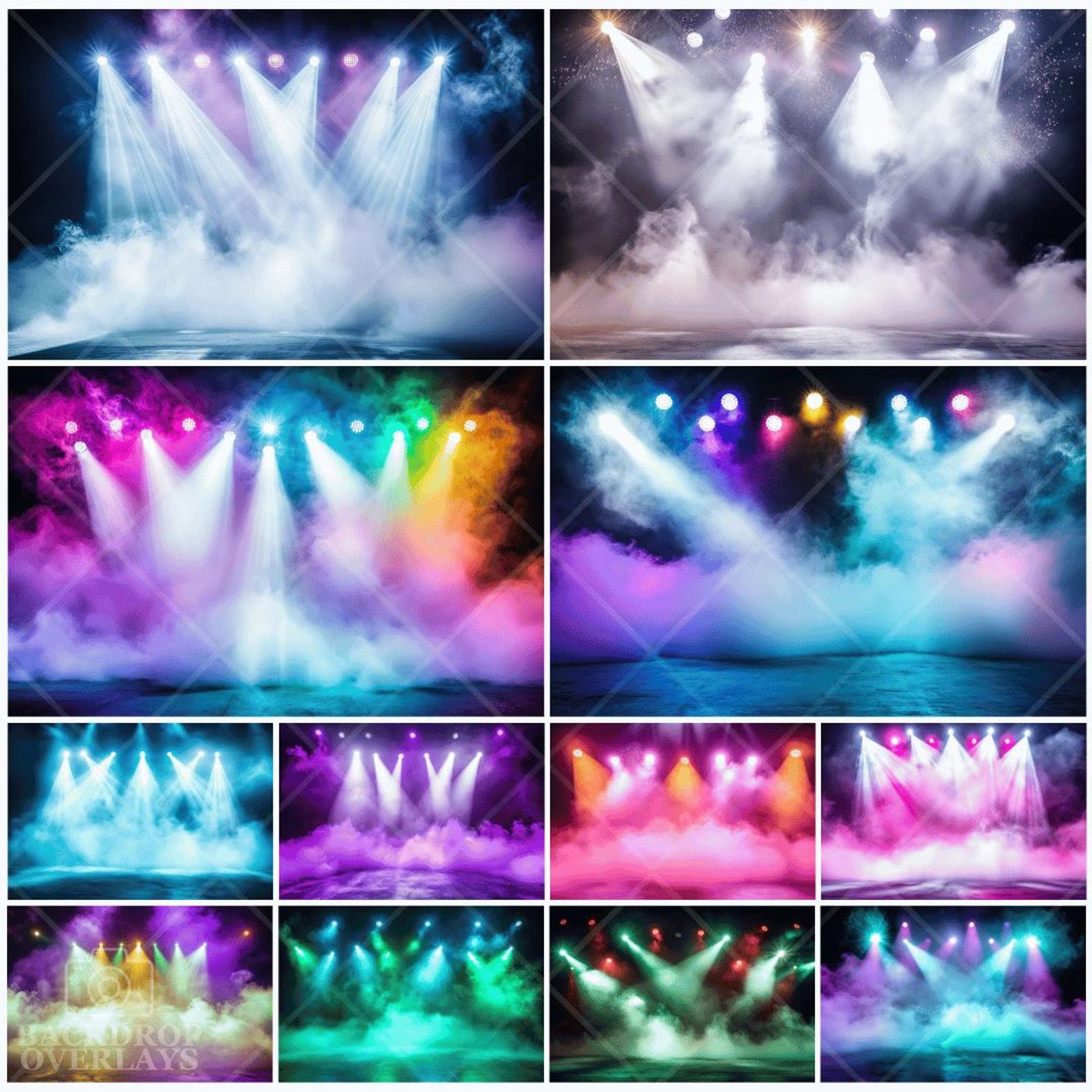 Smoky Stage Digital Backdrops Colorful Fog Photography Backgrounds ...