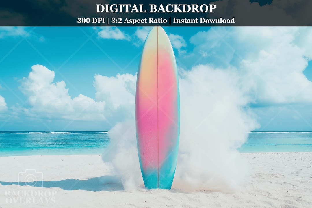 Beach Surfboard Digital Backdrop Surfing Sports Photography Background ...