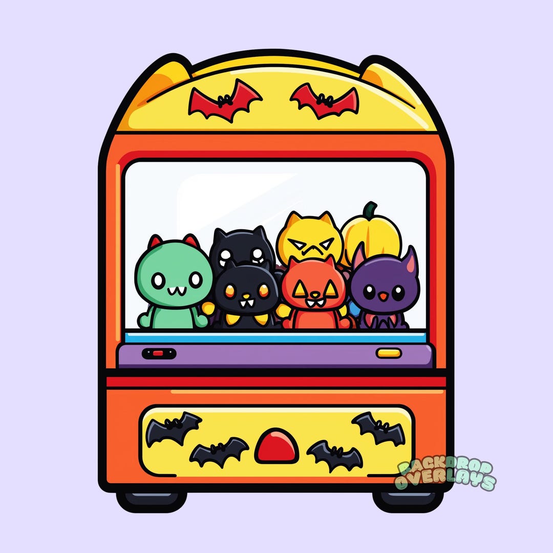 Halloween Claw Machine PNG Digital File Cute Bat Cat Monster ...