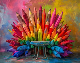 Back to School Digital Backdrop Colorful Crayon Throne Studio ...